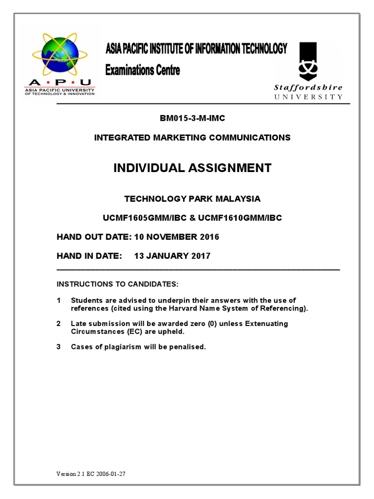 Individual Assignment Cover Page | PDF