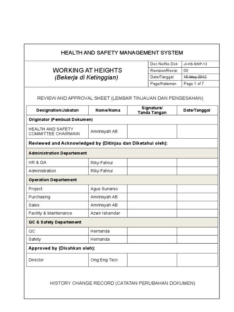 Working at Heights Safety Guidelines | PDF | Technology & Engineering