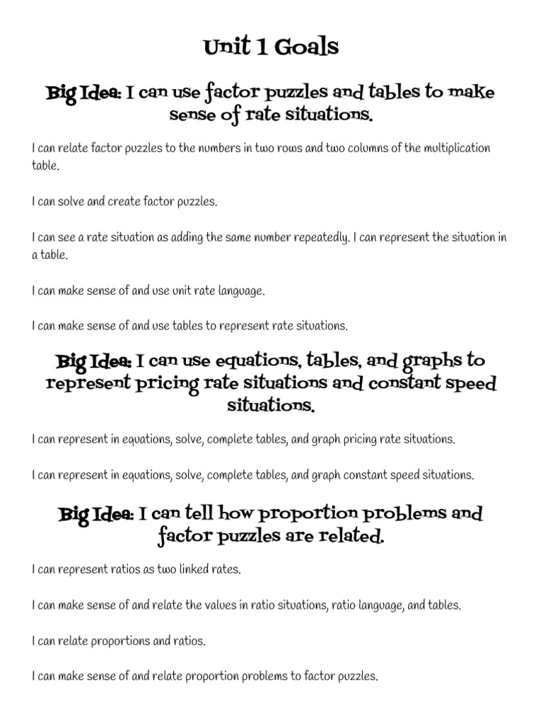 Unit 1 Goals | PDF