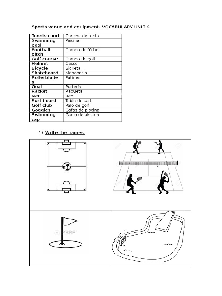 Sports Venues Vocabulary Unit 4 | PDF