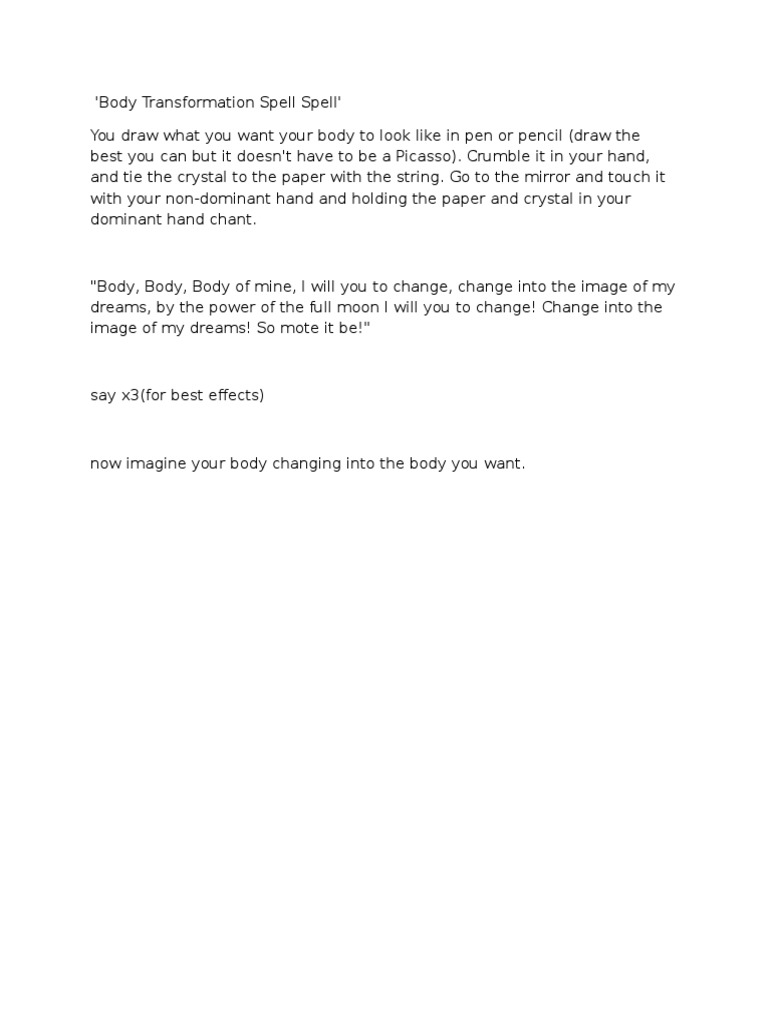 Body Transformation Spell Guide | PDF | Philosophy | Art