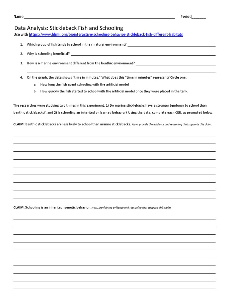 HHMI Data Points - Sticklebacks and Schooling | PDF