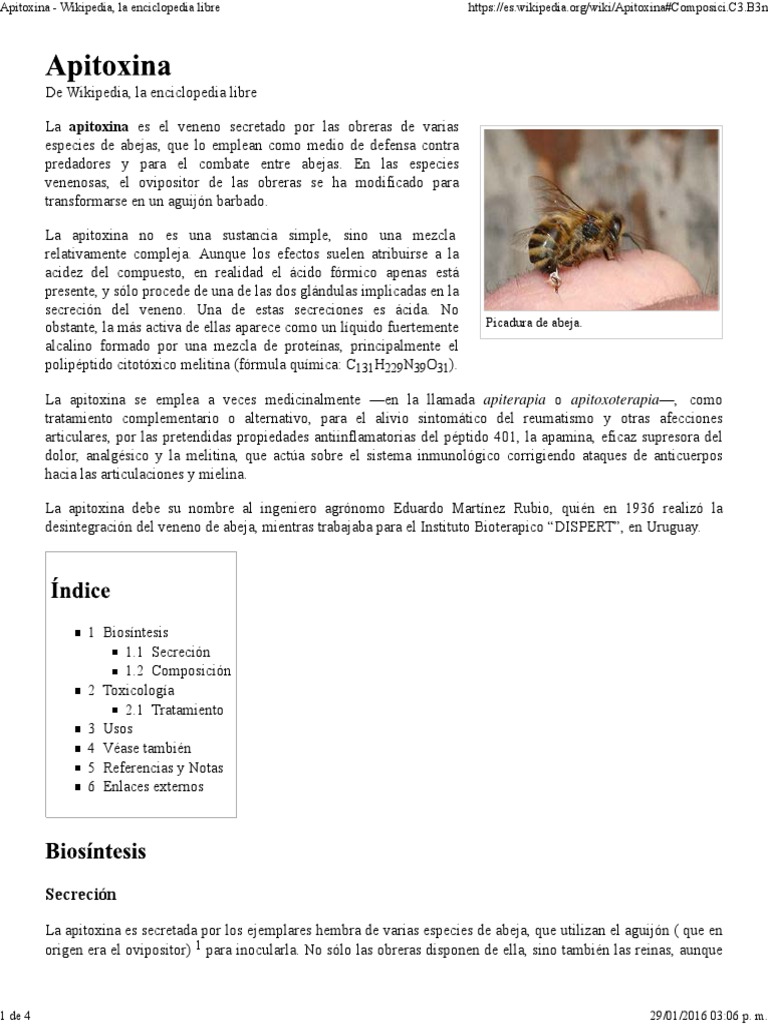 Apitoxina - Wikipedia, La Enciclopedia Libre | Productos quimicos ...