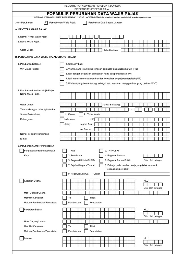 Formulir NPWP | PDF | Pengelolaan Keuangan & Uang