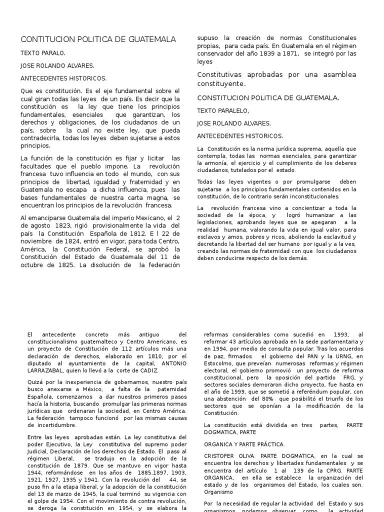 Historia de la Constitución de Guatemala | PDF | Constitución | Guatemala