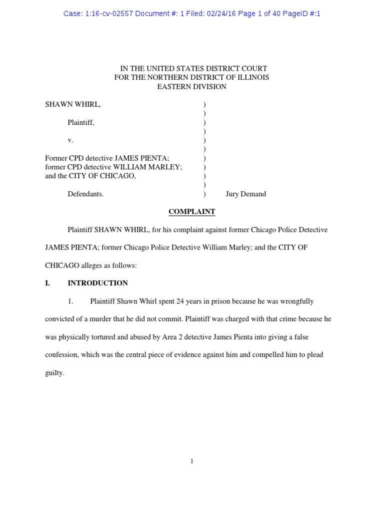 Shawn Whirl v. City of Chicago | PDF | Chicago Police Department | Plea
