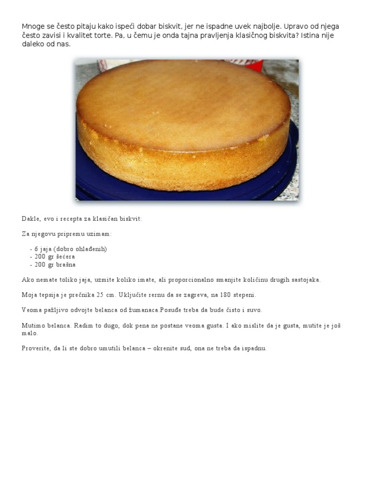 Biskvit Za Torte | PDF
