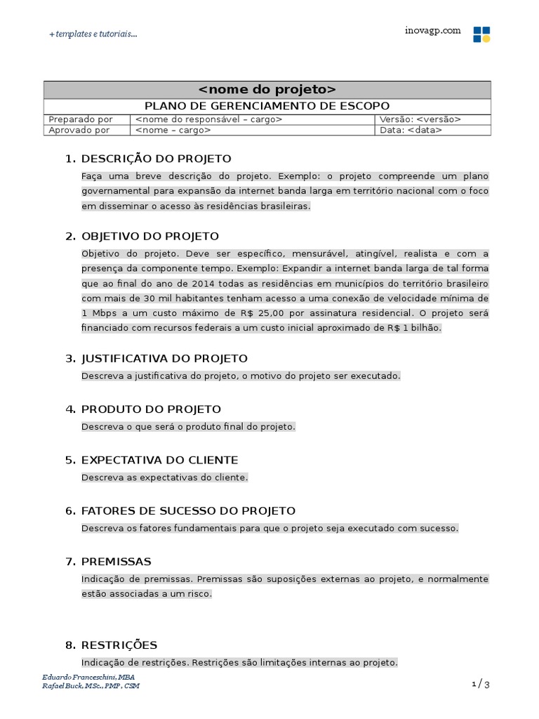 Plano de Gestão de projetos | PDF | Gestão de projetos | Business