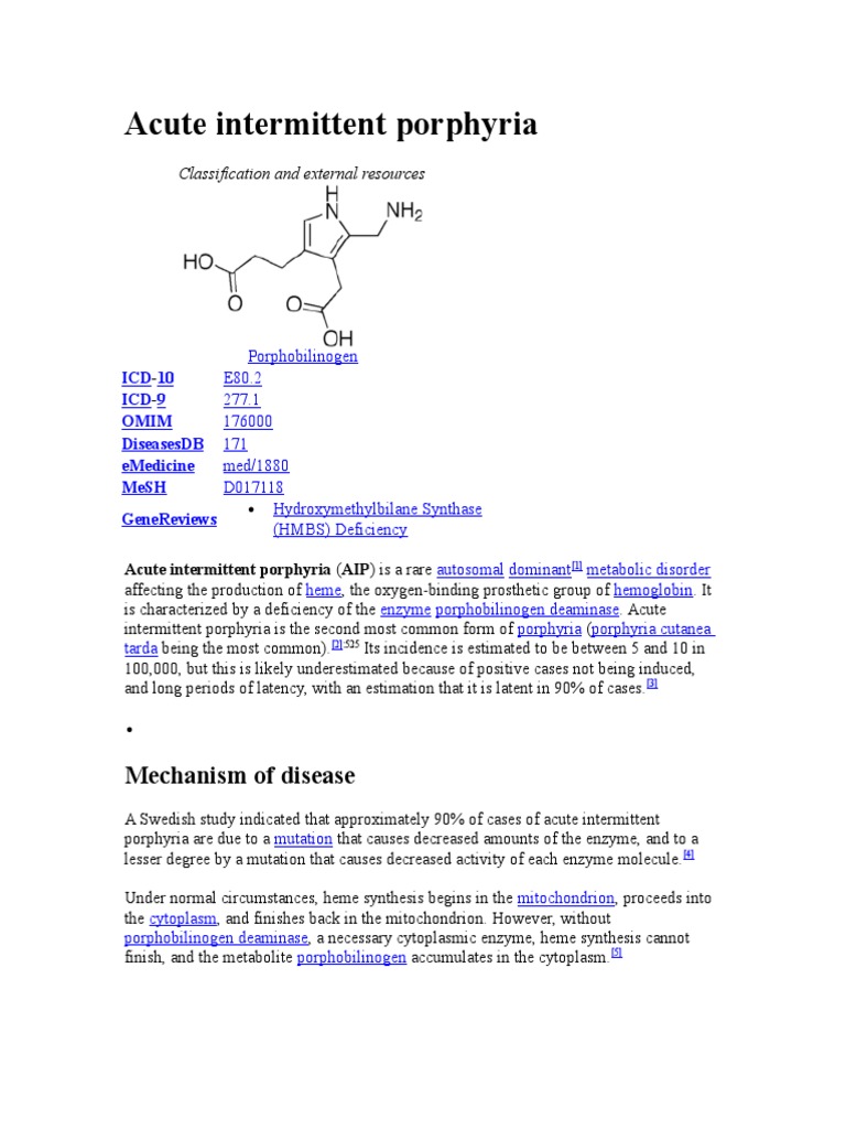 Acute Intermittent Porphyria. | Download Free PDF | Diseases And ...
