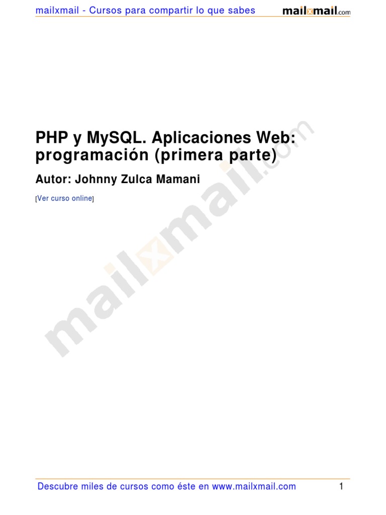 PHP Mysql Aplicaciones Web Programacion 1 Parte PDF | PDF | Servidor ...