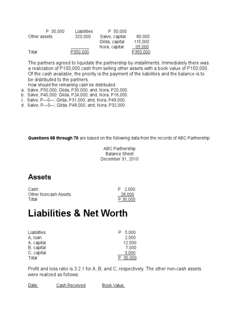 Liabilities & Net Worth: Assets | Download Free PDF | Book Value ...