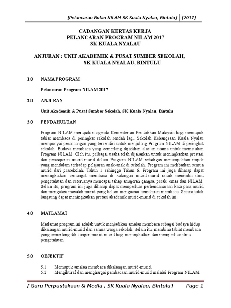 Contoh Kertas Kerja Nilam | PDF | Karier & Perkembangan