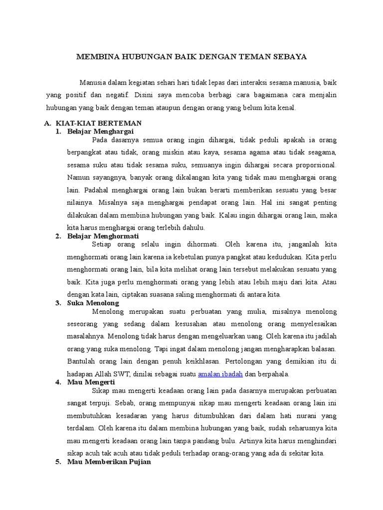 Membina Hubungan Baik Dengan Teman Sebaya | PDF