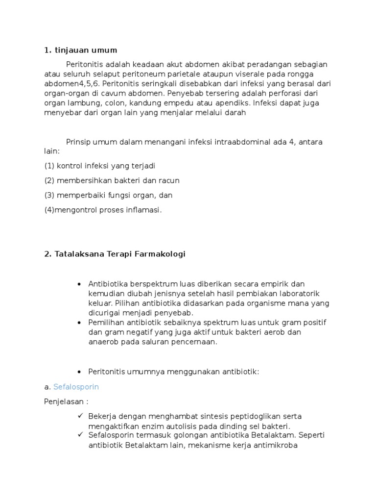 Terapi Farmakologi Peritonitis | PDF