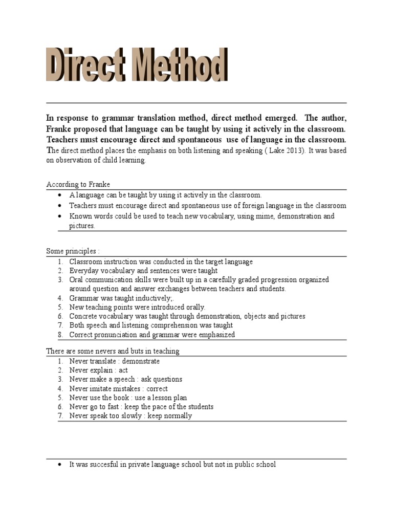 Direct Method of Teaching English (1) | English Language | Vocabulary