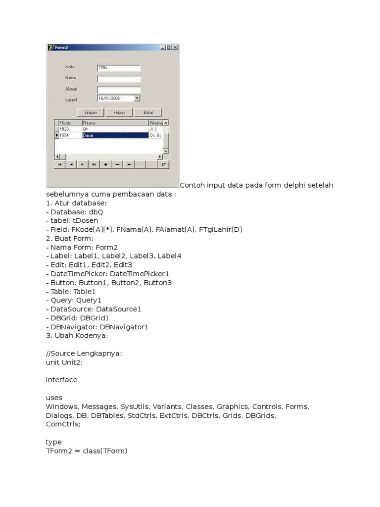 Form Input Data Delphi dengan DB | PDF | Komputer