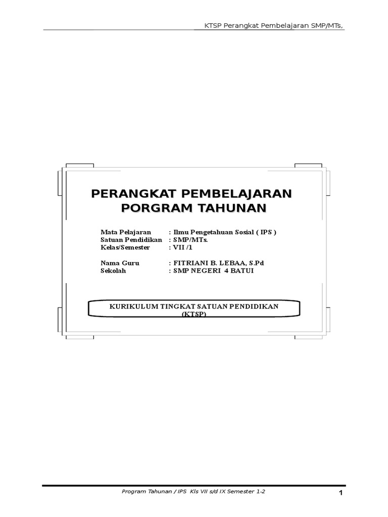 Prota SMP Ips Kelas 7 | PDF