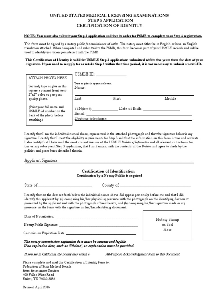 USMLEStep3 Certification of Identity | Notary Public | Government ...