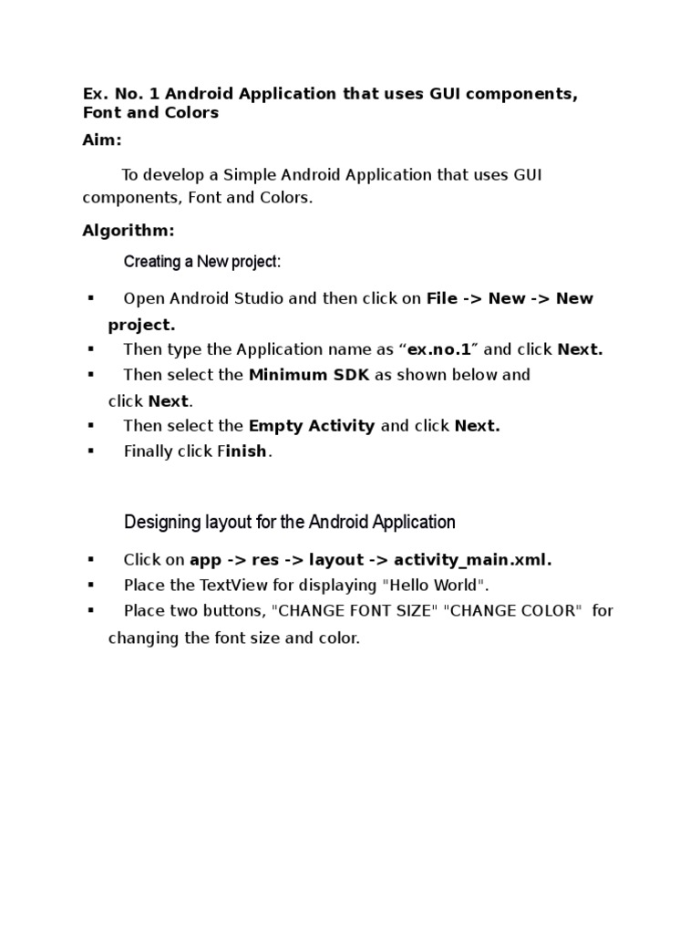 Simple Android App with GUI, Font, Colors | PDF