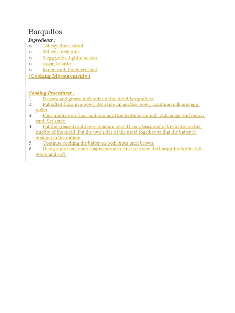 Homemade Barquillos Recipe | PDF | Wellness