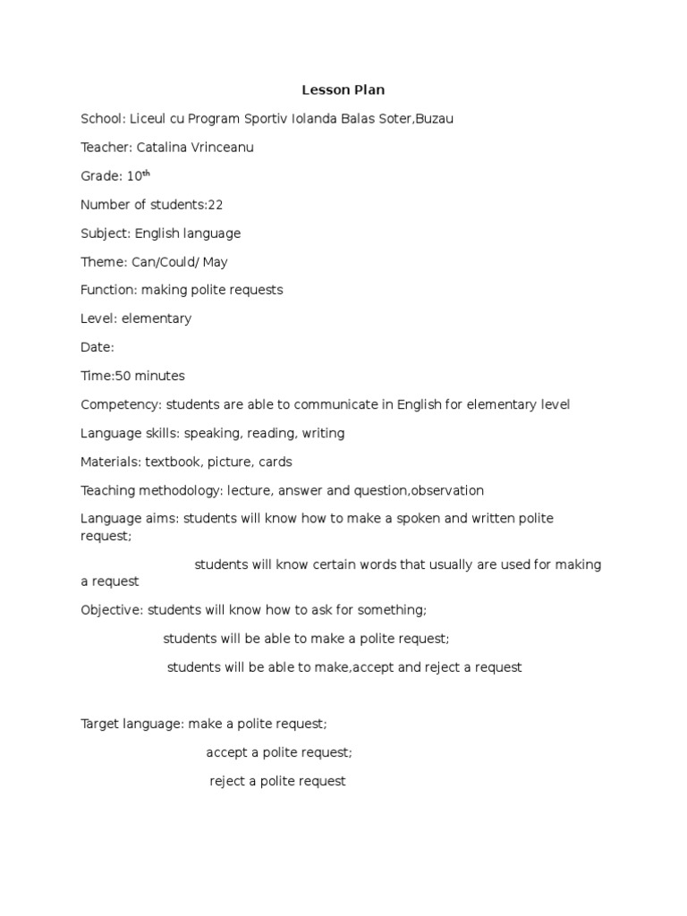 Polite Requests | PDF | Lesson Plan | Human Communication
