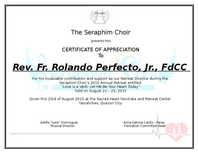Certificate of Appreciation for Retreat Director | PDF