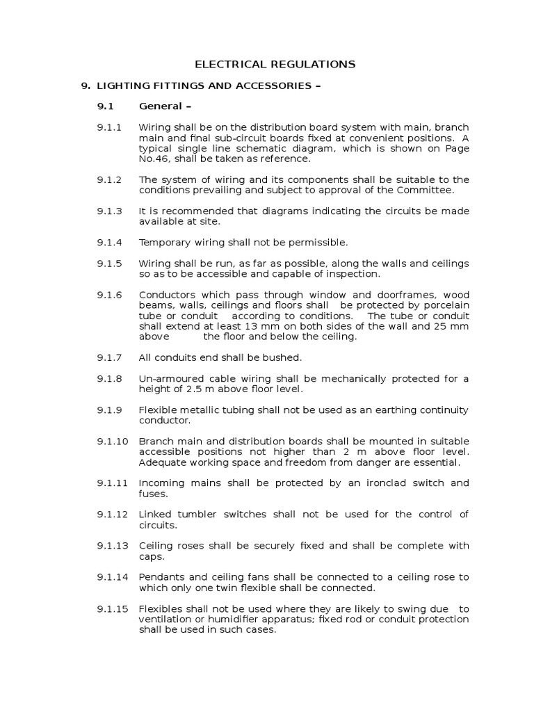 ELECTRICAL REGULATIONS LIGHTING FITTINGS | PDF | Electrical Wiring | Ac ...