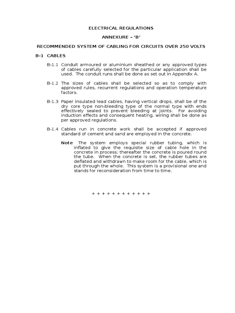 Electrical Regulations Annexure - B' Recommended System of Cabling For ...