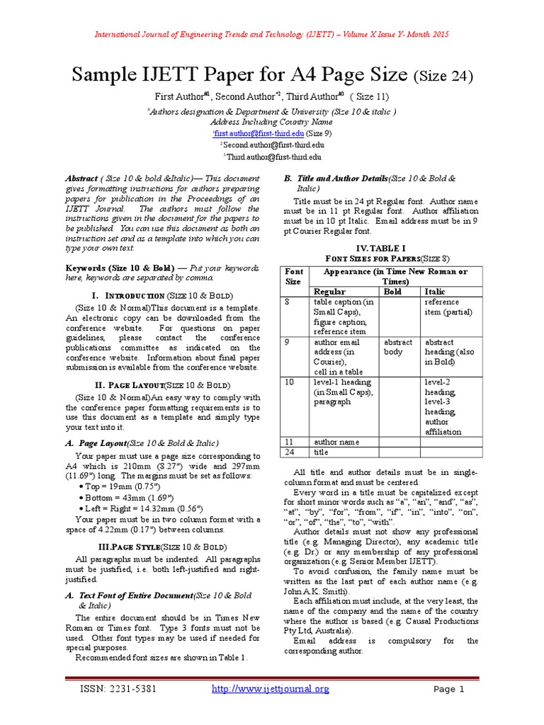 Sample IJETT Paper For A4 Page Size | PDF