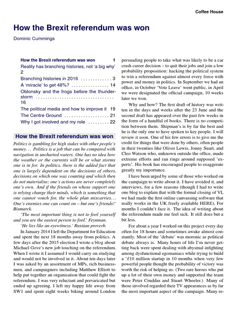 How The Brexit Referendum Was Won | Download Free PDF | United Kingdom ...