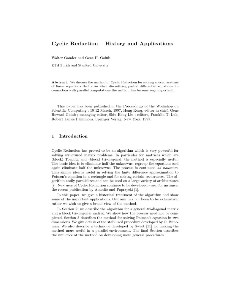 Cyclic Reduction Pdf Eigenvalues And Eigenvectors System Of Linear Equations