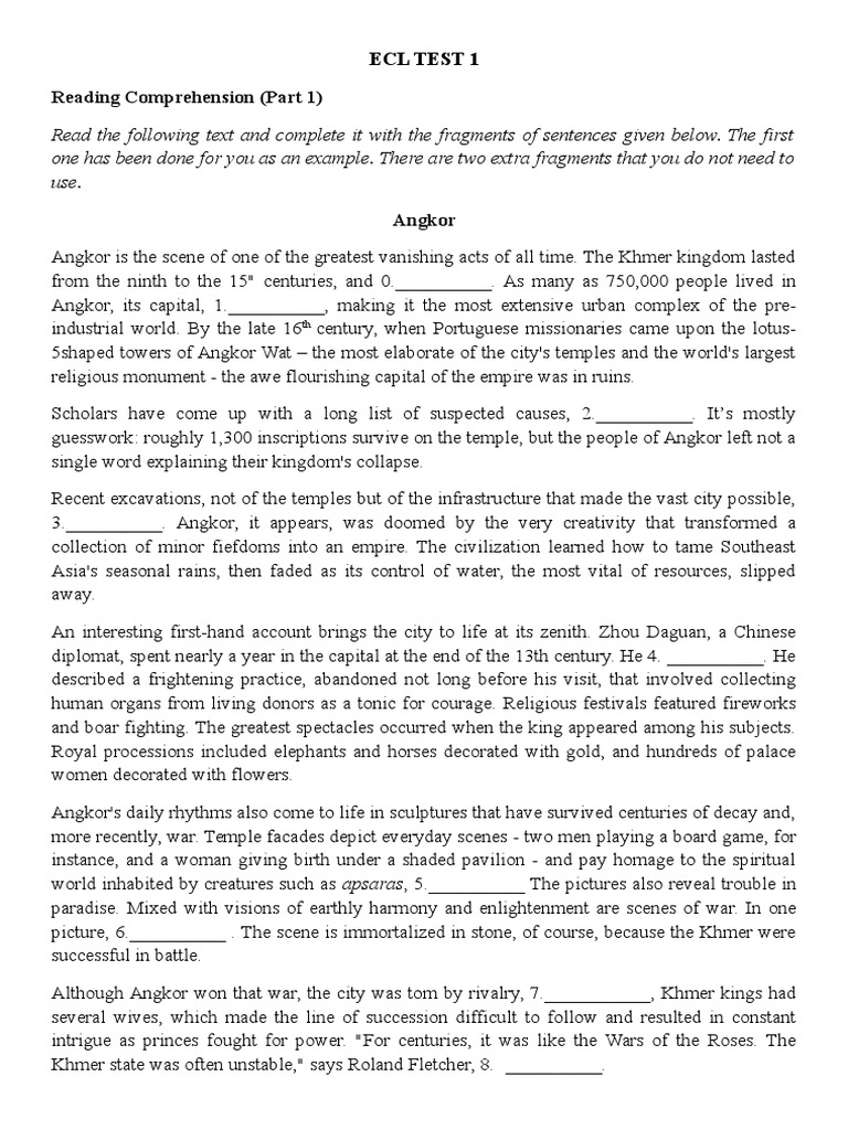 Maestra Ecl Test1 | PDF | Angkor