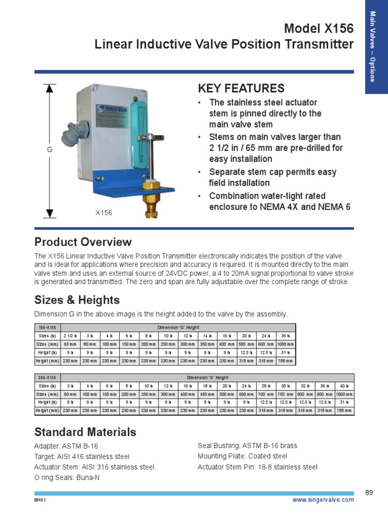 X156 Product Pages | PDF | Valve | Mechanical Engineering