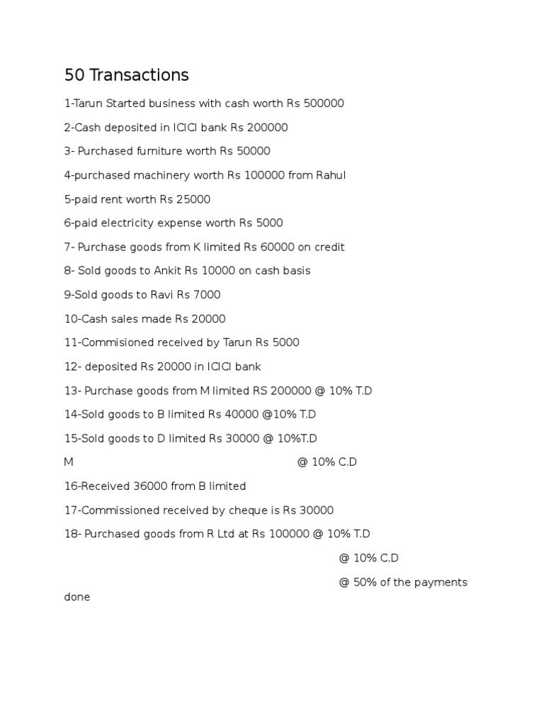 50 Accounting Transactions Examples | PDF