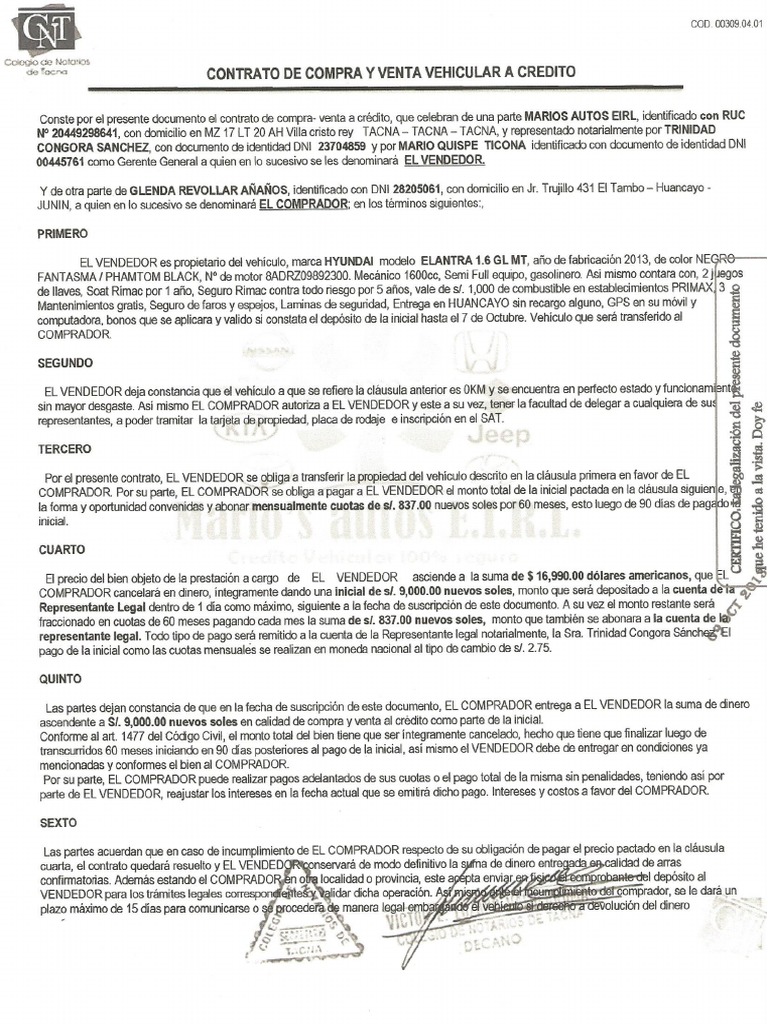 Contrato Legalizado Hoja 1 | PDF