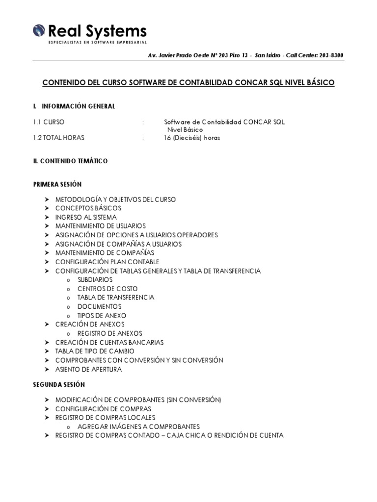 Temario Curso CONCAR SQL Basico | PDF