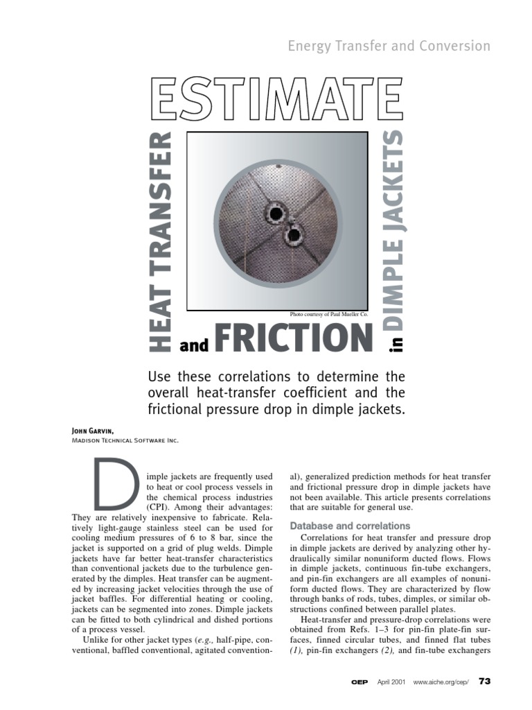 Dimple Jacket Heat Transfer Correlations | PDF | Correlation And ...
