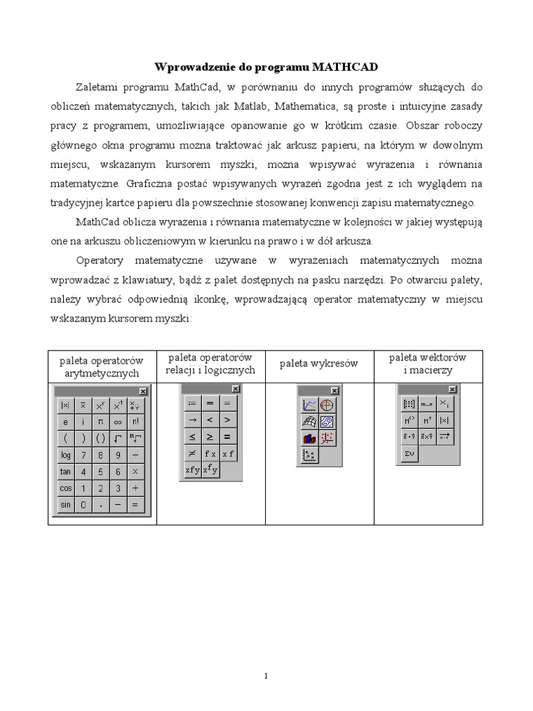 MathCAD - Przewodnik PDF | PDF