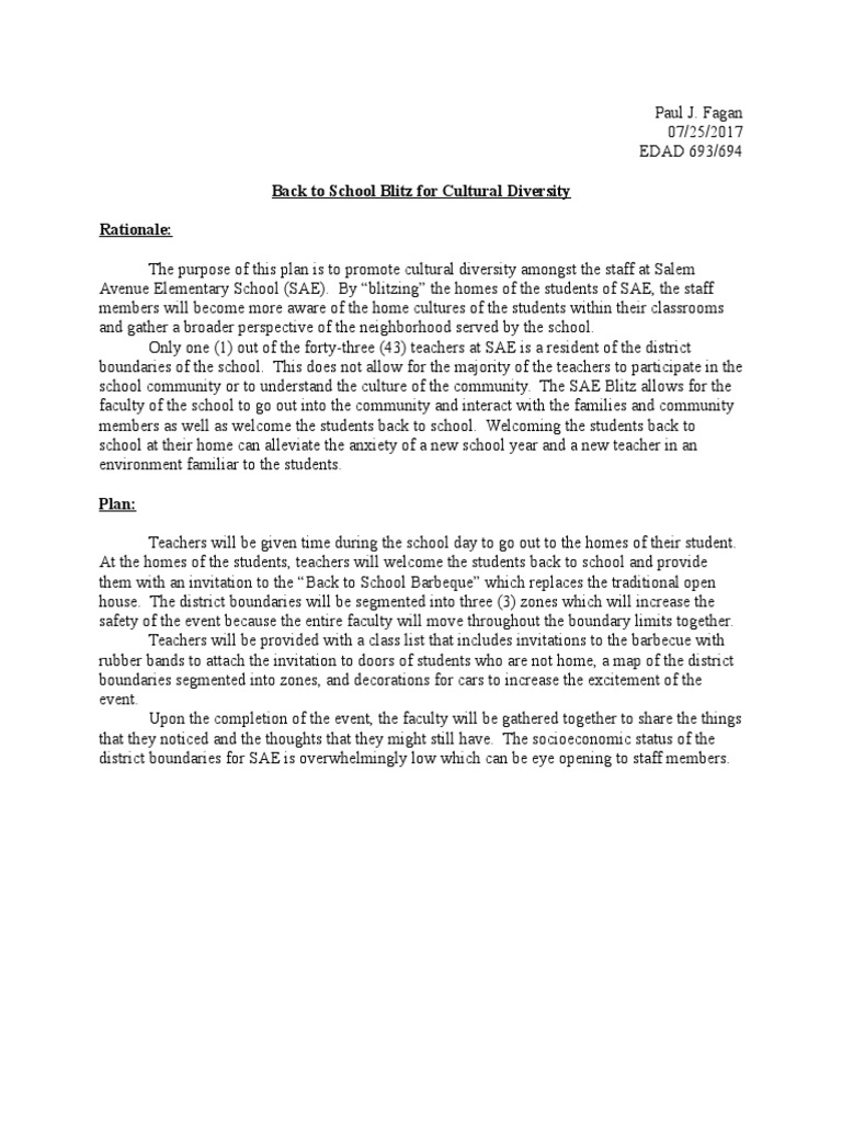 Cultural Diversity Plan 4f | PDF