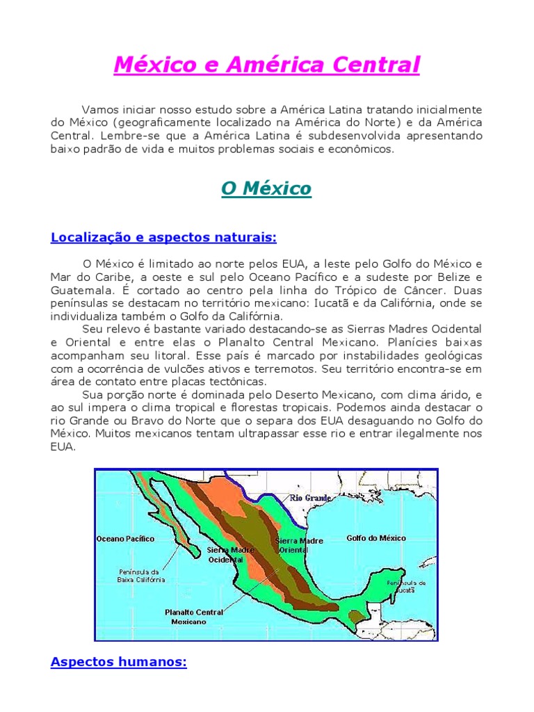 Geografia - Aula 02 - México e América Central | PDF