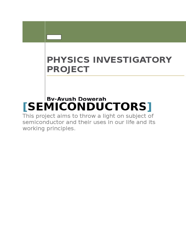 Physics Investigatory | PDF | P–N Junction | Semiconductors