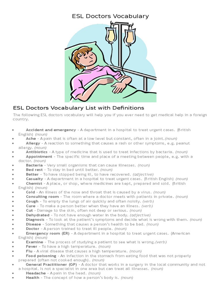 ESL Medical Vocabulary for Doctors | PDF | General Practitioner | Physician