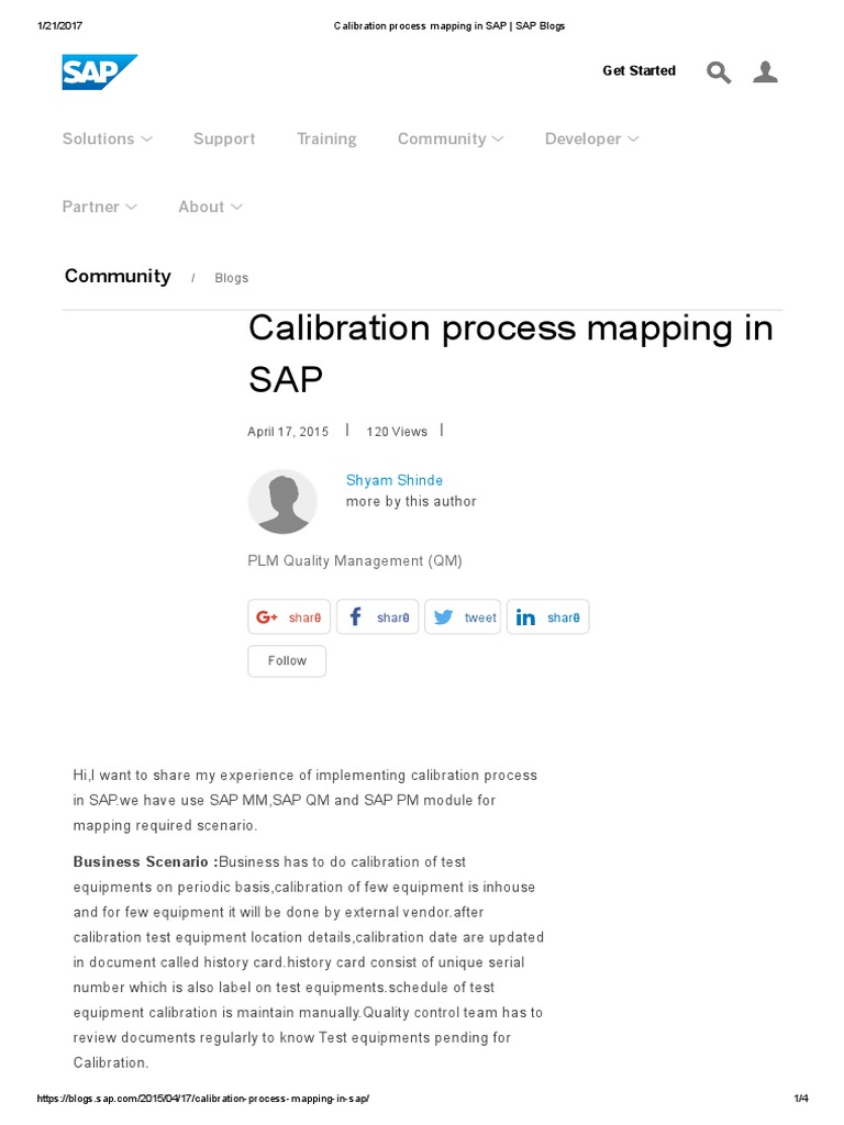 Calibration Process Mapping in SAP - SAP Blogs | PDF | Calibration ...