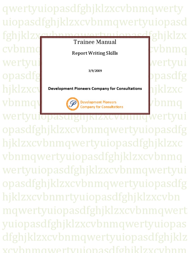 Trainee Manual: Report Writing Skills | PDF