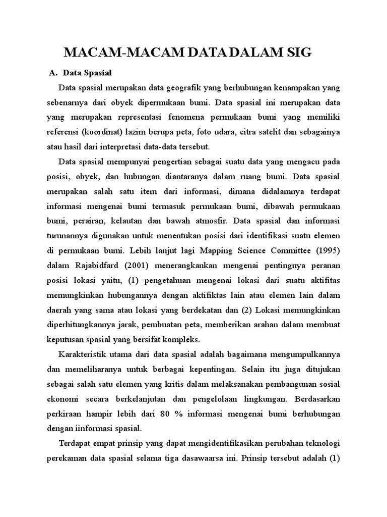 Jenis-jenis Data dalam SIG | PDF