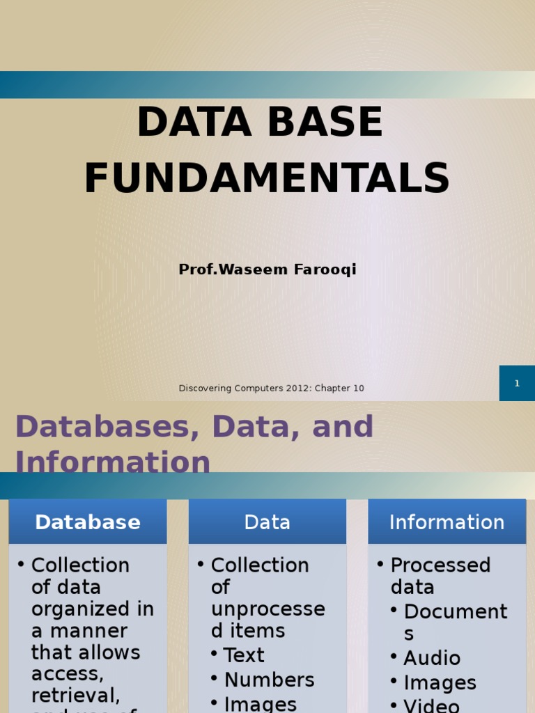 Data Base Fundamentals: Prof - Waseem Farooqi | Download Free PDF ...