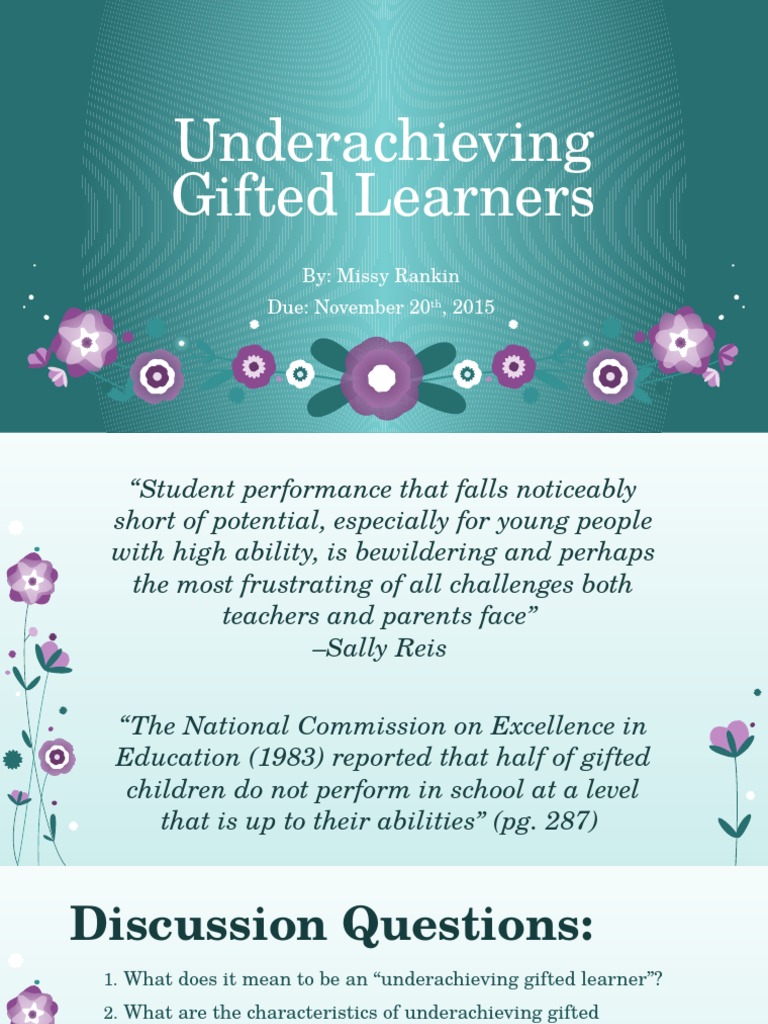 Underachieving Gifted Learners v2 | PDF | Intellectual Giftedness ...