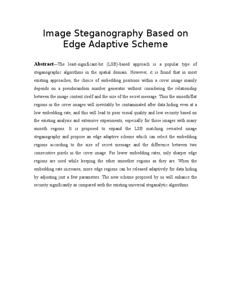 Image Steganography Based On Edge Adaptive Scheme | PDF