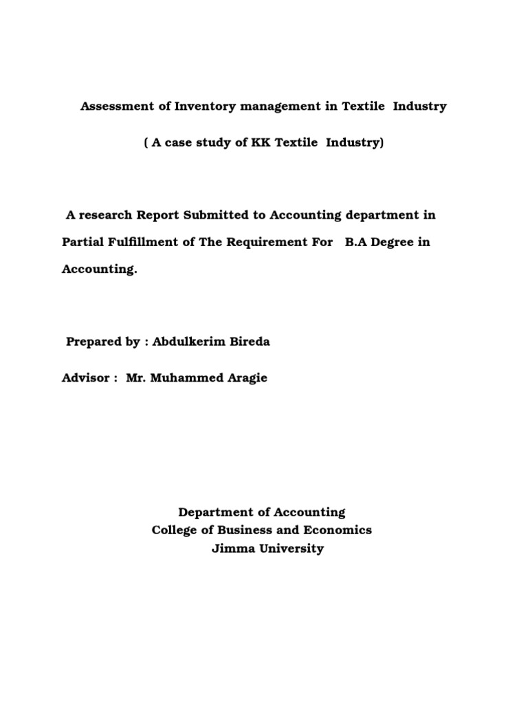 Inventory Management in Textile Industry | PDF | Inventory | Production ...