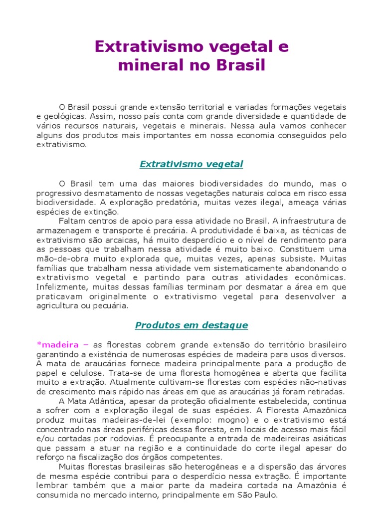 Geografia - Aula 12 - Extrativismo Mineral e Vegetal No Brasil | PDF ...